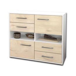 Stil.Zeit Sideboard Claudia | Korpus Weiß | Zeder mit Griffen (92x79x35cm)