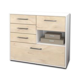 Stil.Zeit Sideboard Coco | Korpus Weiß | Zeder mit Griffen (92x79x35cm)