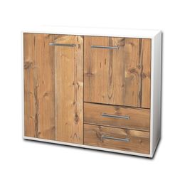 Stil.Zeit Sideboard Saila| Korpus Weiß | Pinie mit Griffen (92x79x35cm)