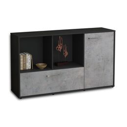 Stil.Zeit Sideboard Ela | Korpus Anthrazit | Beton mit Griffen (136x79x35cm)