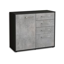 Stil.Zeit Sideboard Celestina | Korpus Anthrazit | Beton mit Griffen (92x79x35cm)