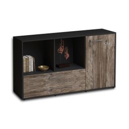 Stil.Zeit Sideboard Ela | Korpus Anthrazit | Treibholz mit Griffen (136x79x35cm)