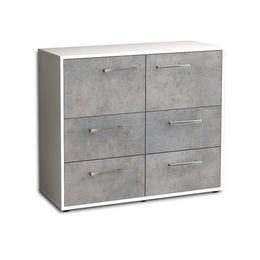 Stil.Zeit Sideboard Dana | Korpus Weiß | Beton mit Griffen (92x79x35cm)