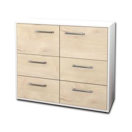 Stil.Zeit Sideboard Dana | Korpus Weiß | Zeder mit Griffen (92x79x35cm)