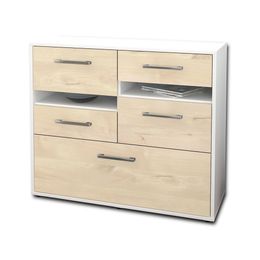 Stil.Zeit Sideboard Daria | Korpus Weiß | Zeder mit Griffen (92x79x35cm)