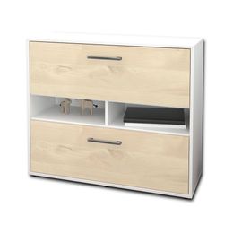 Stil.Zeit Sideboard Dalia | Korpus Weiß | Zeder mit Griffen (92x79x35cm)