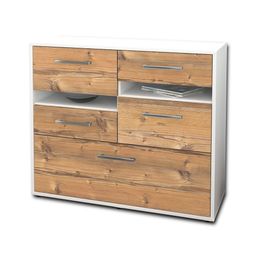 Stil.Zeit Sideboard Daria | Korpus Weiß | Pinie mit Griffen (92x79x35cm)