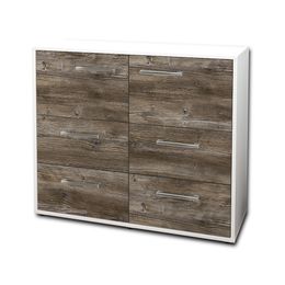 Stil.Zeit Sideboard Dana | Korpus Weiß | Treibholz mit Griffen (92x79x35cm)