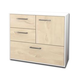 Stil.Zeit Sideboard Deanna | Korpus Weiß | Zeder mit Griffen (92x79x35cm)