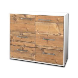 Stil.Zeit Sideboard Dana | Korpus Weiß | Pinie mit Griffen (92x79x35cm)