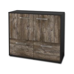 Stil.Zeit Sideboard Cara | Korpus Anthrazit | Treibholz mit Griffen (92x79x35cm)