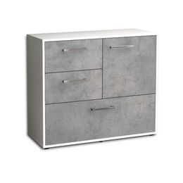 Stil.Zeit Sideboard Deanna | Korpus Weiß | Beton mit Griffen (92x79x35cm)