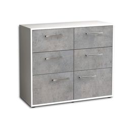 Stil.Zeit Sideboard Dalida | Korpus Weiß | Beton mit Griffen (92x79x35cm)