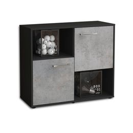 Stil.Zeit Sideboard Caralina | Korpus Anthrazit | Beton mit Griffen (92x79x35cm)