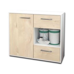 Stil.Zeit Sideboard Danica | Korpus Weiß | Zeder mit Griffen (92x79x35cm)