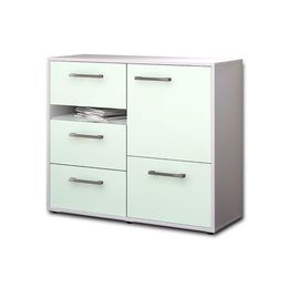 Stil.Zeit Sideboard Davina | Korpus Weiß | Mint mit Griffen (92x79x35cm)