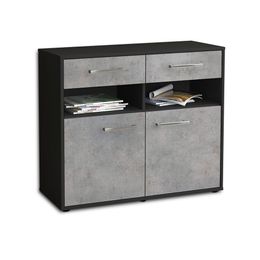 Stil.Zeit Sideboard Bruna | Korpus Anthrazit | Beton mit Griffen (92x79x35cm)