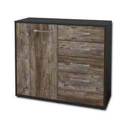 Stil.Zeit Sideboard Celestina | Korpus Anthrazit | Treibholz mit Griffen (92x79x35cm)