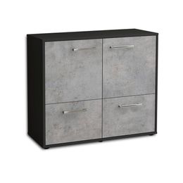 Stil.Zeit Sideboard Cara | Korpus Anthrazit | Beton mit Griffen (92x79x35cm)