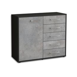 Stil.Zeit Sideboard Cecilia | Korpus Anthrazit | Beton mit Griffen (92x79x35cm)