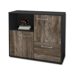 Stil.Zeit Sideboard Carina | Korpus Anthrazit | Treibholz mit Griffen (92x79x35cm)