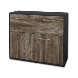 Stil.Zeit Sideboard Calliope | Korpus Anthrazit | Treibholz mit Griffen (92x79x35cm)