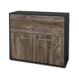 Stil.Zeit Sideboard Carolin | Korpus Anthrazit | Treibholz mit Griffen (92x79x35cm)