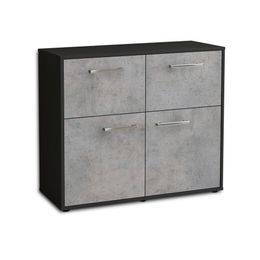 Stil.Zeit Sideboard Calliope | Korpus Anthrazit | Beton mit Griffen (92x79x35cm)