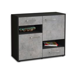 Stil.Zeit Sideboard Carmelina | Korpus Anthrazit | Beton mit Griffen (92x79x35cm)