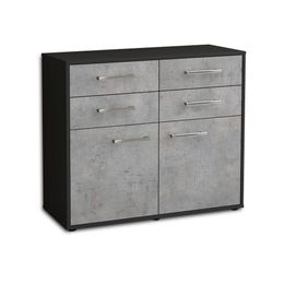 Stil.Zeit Sideboard Celia | Korpus Anthrazit | Beton mit Griffen (92x79x35cm)