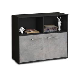 Stil.Zeit Sideboard Camilla | Korpus Anthrazit | Beton mit Griffen (92x79x35cm)