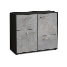 Stil.Zeit Sideboard Carla | Korpus Anthrazit | Beton mit Griffen (92x79x35cm)