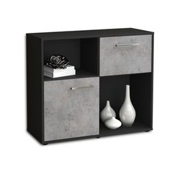 Stil.Zeit Sideboard Carola | Korpus Anthrazit | Beton mit Griffen (92x79x35cm)