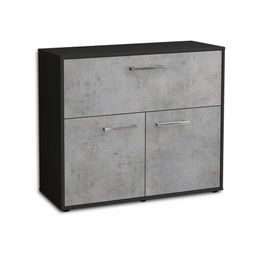 Stil.Zeit Sideboard Carolin | Korpus Anthrazit | Beton mit Griffen (92x79x35cm)