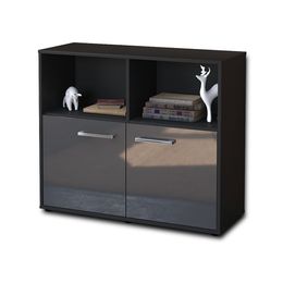 Stil.Zeit Sideboard Camilla | Korpus Anthrazit | Grau mit Griffen (92x79x35cm)