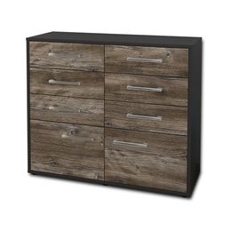 Stil.Zeit Sideboard Celeste | Korpus Anthrazit | Treibholz mit Griffen (92x79x35cm)