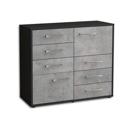 Stil.Zeit Sideboard Circe | Korpus Anthrazit | Beton mit Griffen (92x79x35cm)