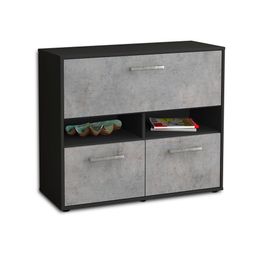 Stil.Zeit Sideboard Cassandra | Korpus Anthrazit | Beton mit Griffen (92x79x35cm)