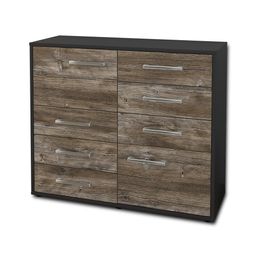 Stil.Zeit Sideboard Clarissa | Korpus Anthrazit | Treibholz mit Griffen (92x79x35cm)