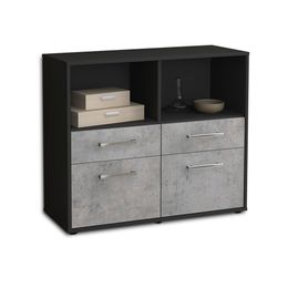 Stil.Zeit Sideboard Christine | Korpus Anthrazit | Beton mit Griffen (92x79x35cm)