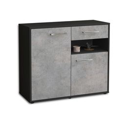 Stil.Zeit Sideboard Charlotta | Korpus Anthrazit | Beton mit Griffen (92x79x35cm)