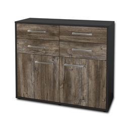 Stil.Zeit Sideboard Celia | Korpus Anthrazit | Treibholz mit Griffen (92x79x35cm)