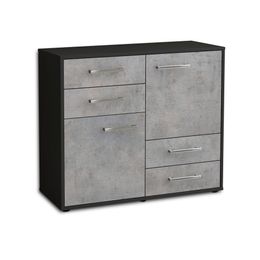 Stil.Zeit Sideboard Ciara | Korpus Anthrazit | Beton mit Griffen (92x79x35cm)