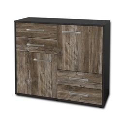 Stil.Zeit Sideboard Ciara | Korpus Anthrazit | Treibholz mit Griffen (92x79x35cm)