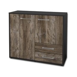 Stil.Zeit Sideboard Saila| Korpus Anthrazit | Treibholz mit Griffen (92x79x35cm)