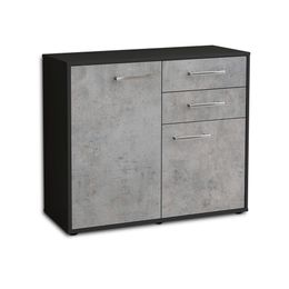 Stil.Zeit Sideboard Chantal | Korpus Anthrazit | Beton mit Griffen (92x79x35cm)