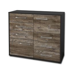 Stil.Zeit Sideboard Circe | Korpus Anthrazit | Treibholz mit Griffen (92x79x35cm)