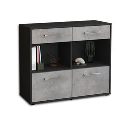 Stil.Zeit Sideboard Christina | Korpus Anthrazit | Beton mit Griffen (92x79x35cm)