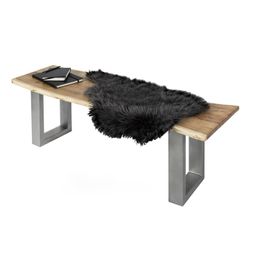 SAM® Sitzbank Baumkante 140 cm natur massiv Akazie silber