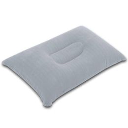 Intirilife Aufblasbares Kissen in grau - 33.5 x 22 cm - Rechteckiges Kopfkissen zum Aufblasen mit ergonomischer Form zum bequemen Schlafen - Perfekt geeignet